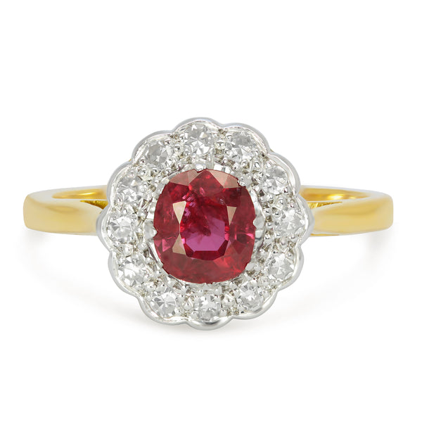 Betsy Antique Ruby & Diamond Cluster Ring – Vintage Ring Co