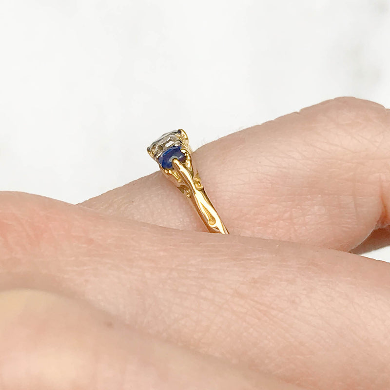 Cora Antique Sapphire & Diamond 5 Stone Ring – Vintage Ring Co